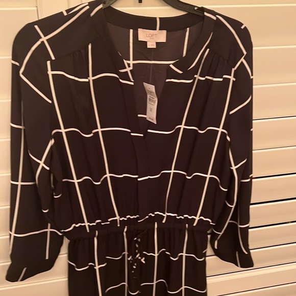 LOFT | Dresses | Nwt Loft Black White Windowpane Print Dress | Poshmark